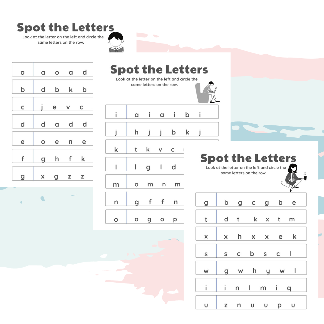 Spot the Letters Worksheets – Simply Kali