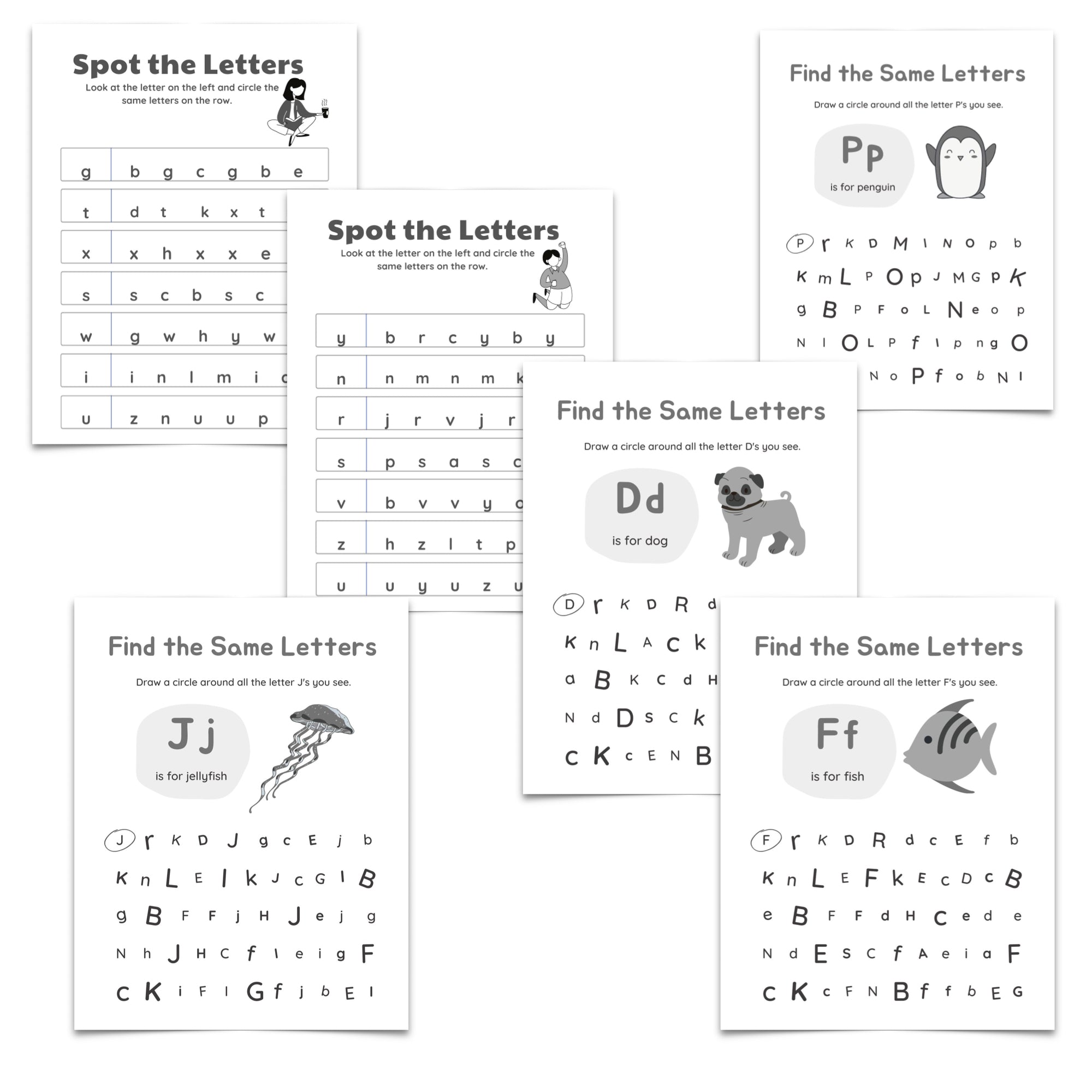 Spot the Letters Worksheets – Simply Kali