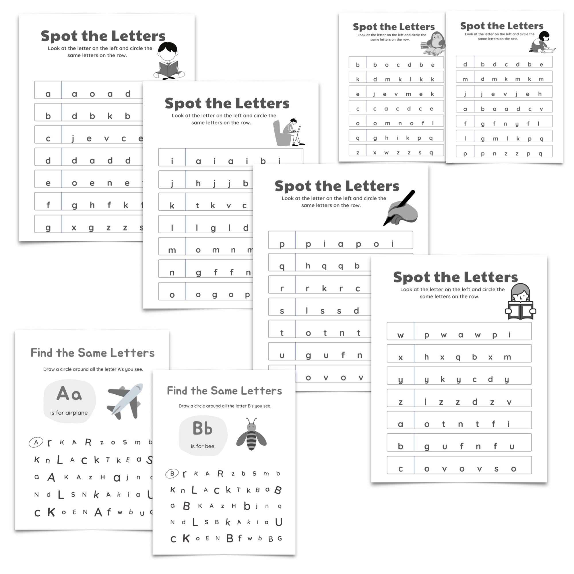 Spot the Letters Worksheets – Simply Kali